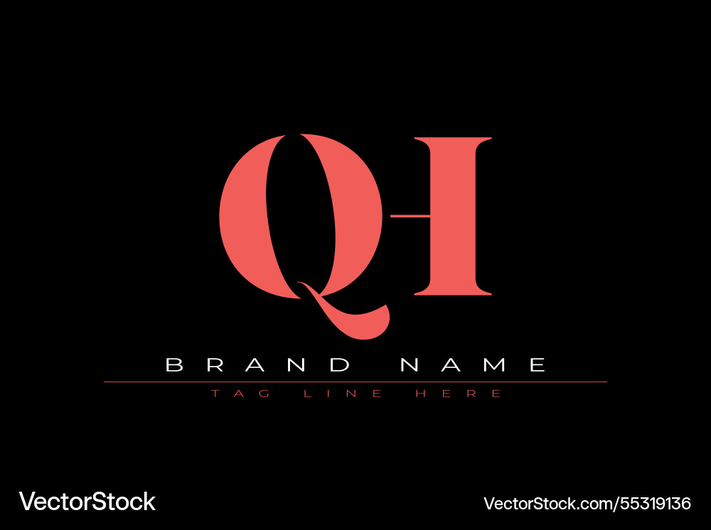Abstract letter qh minimal logo design template Vector Image