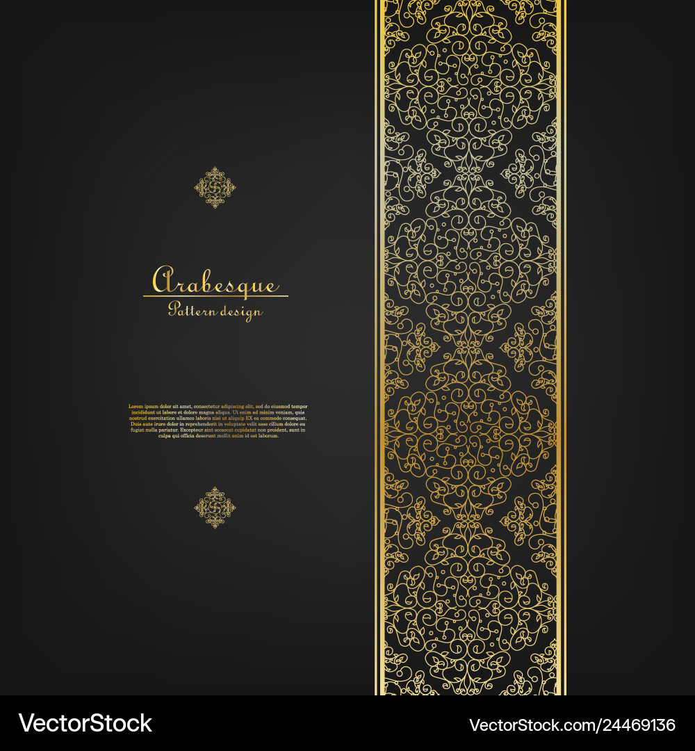 Arabesque abstract classic gold background border Vector Image