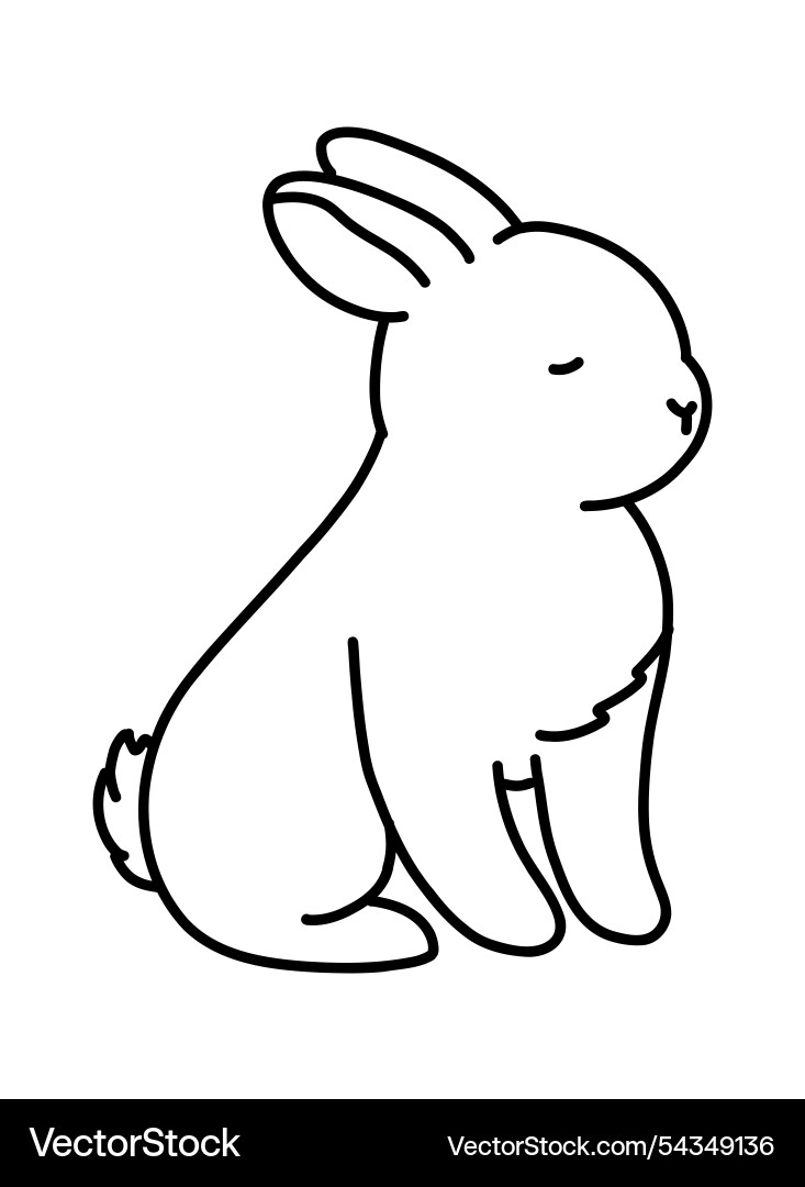 Cartoon rabbit simple doodle hand drawn bunny Vector Image