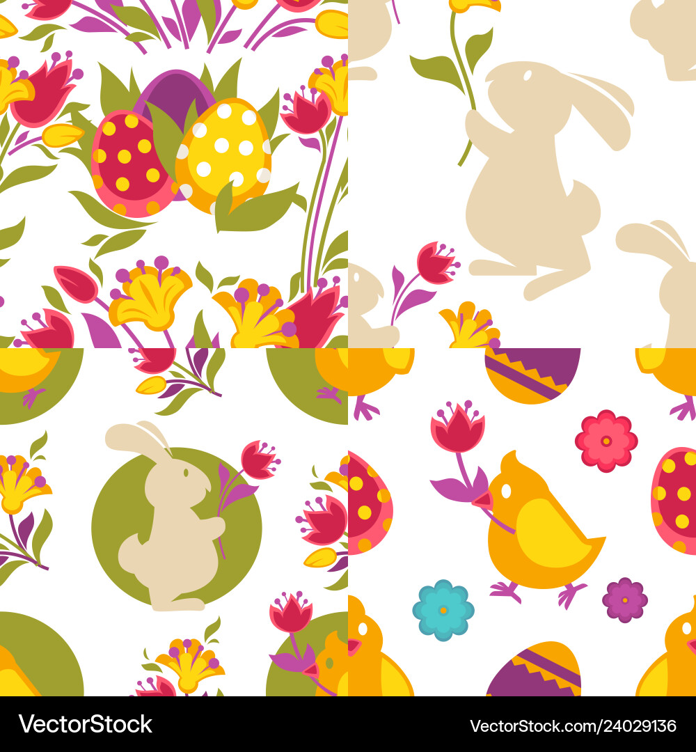 Collection spring easter seamless patterns Vector Image