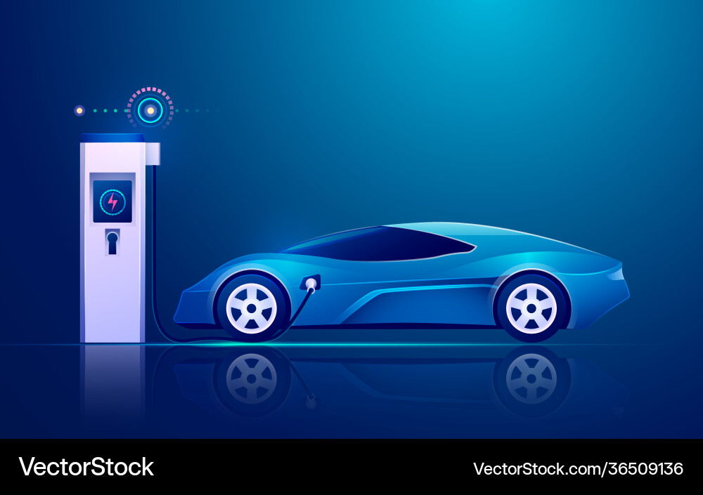 Ev blue Royalty Free Vector Image - VectorStock