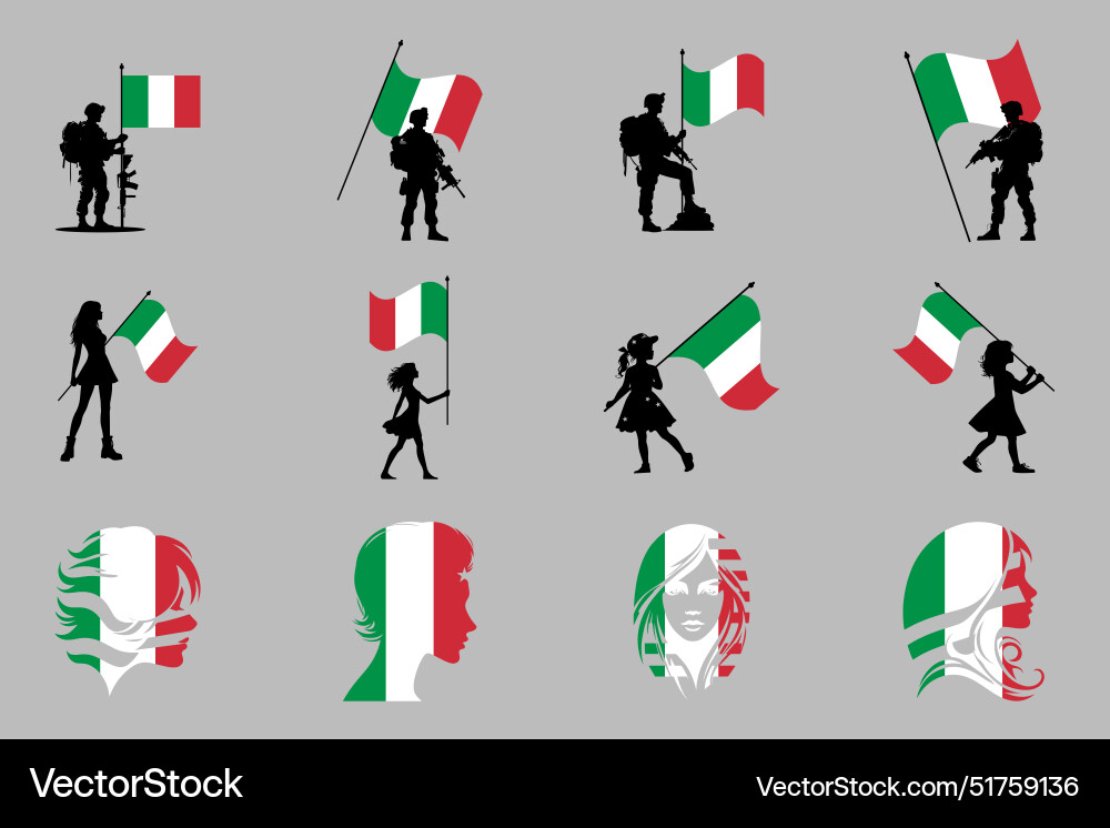Flag of italy set Royalty Free Vector Image - VectorStock