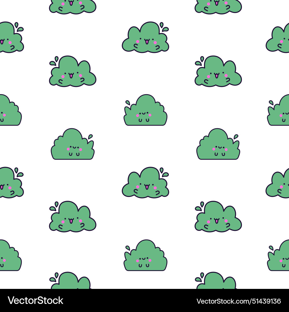 Kawaii cute lawn bush seamless pattern Royalty Free Vector