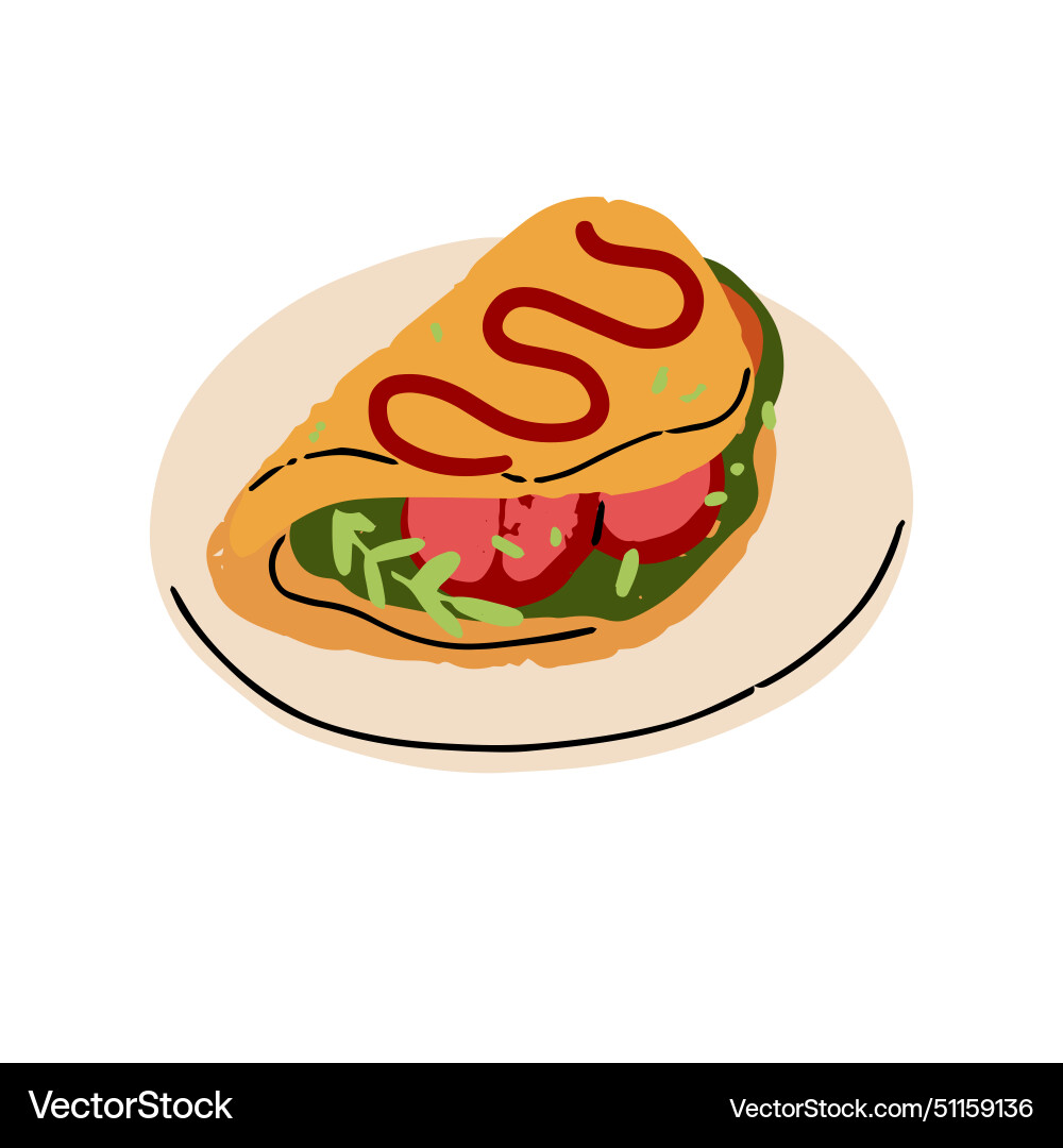 Omelette on plate for breakfast omelet with Vector Image