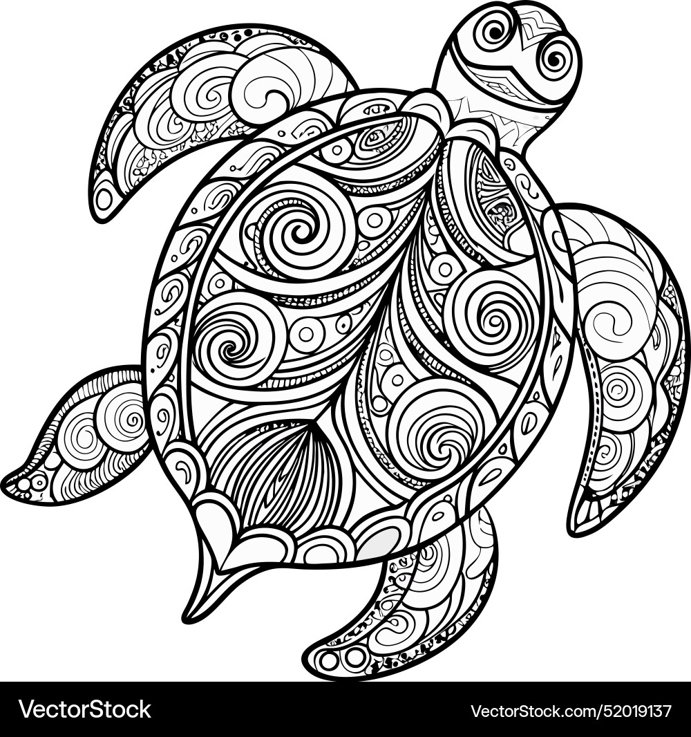 Beautiful turtle mandala arts isolated on white Vector Image