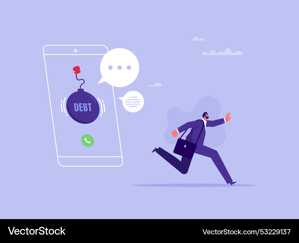 Debt payment notification via phone call concept Vector Image