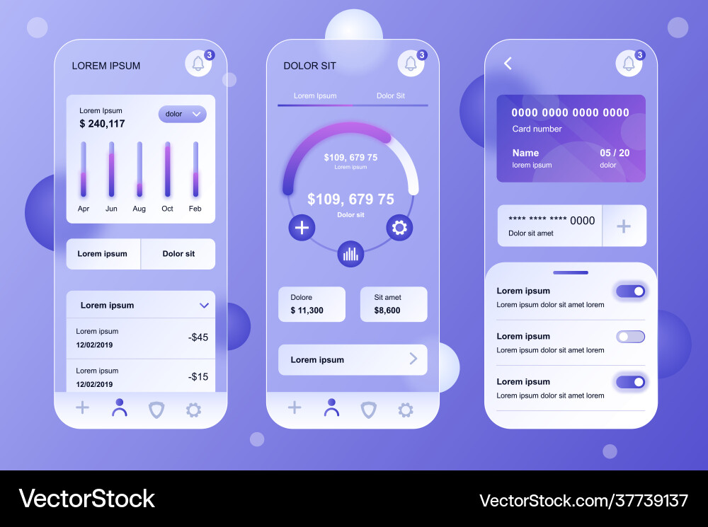 Finance neumorphic elements kit for mobile app Vector Image