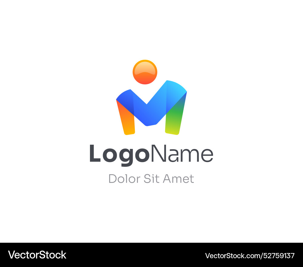 Letter m people with check mark logo Royalty Free Vector