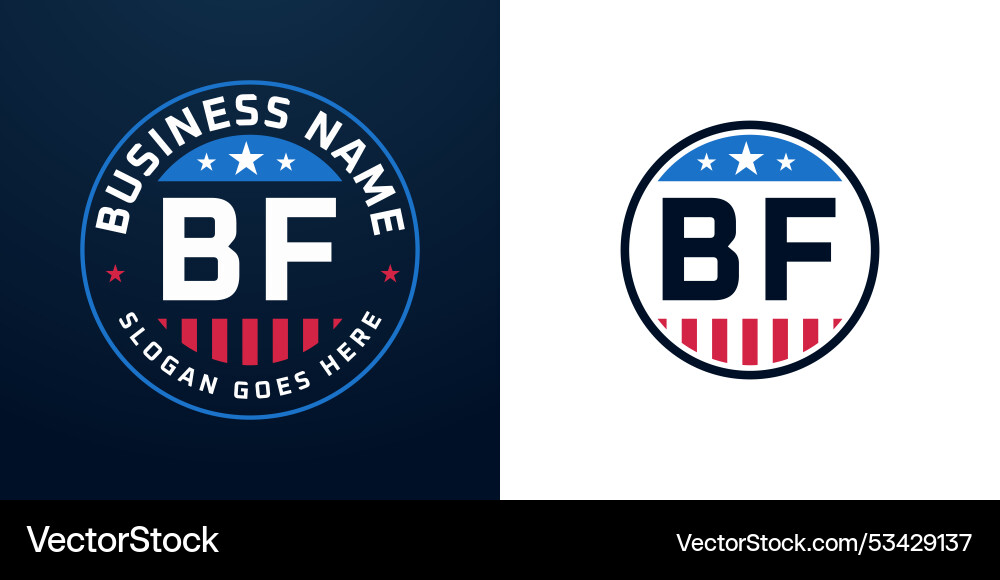 Patriotic bf logo design letter Royalty Free Vector Image