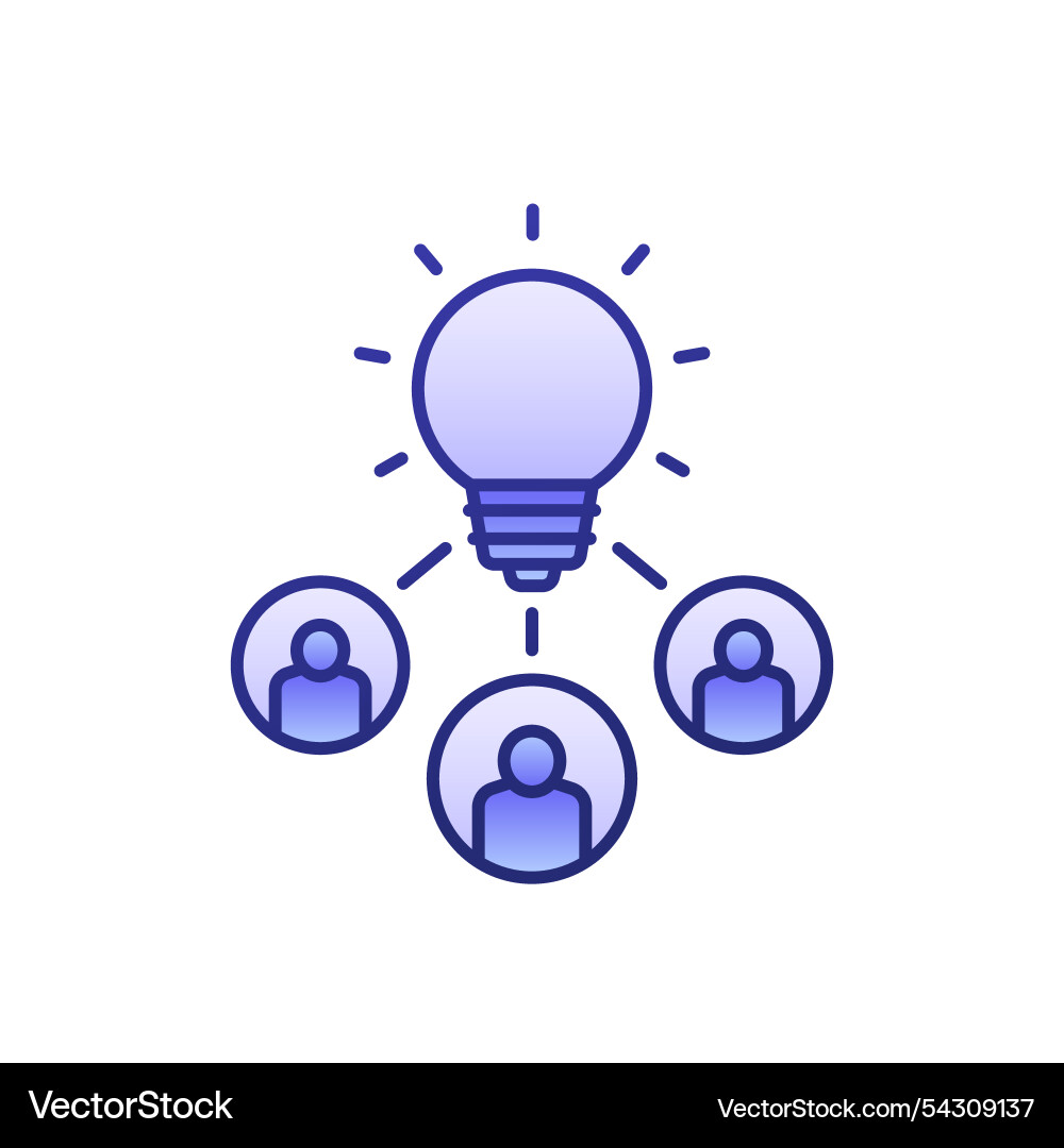 People with an idea icon outline Royalty Free Vector Image
