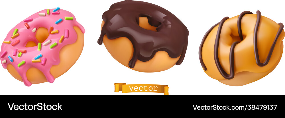 Pink Iced Donuts with Sprinkles Royalty Free Vector Image