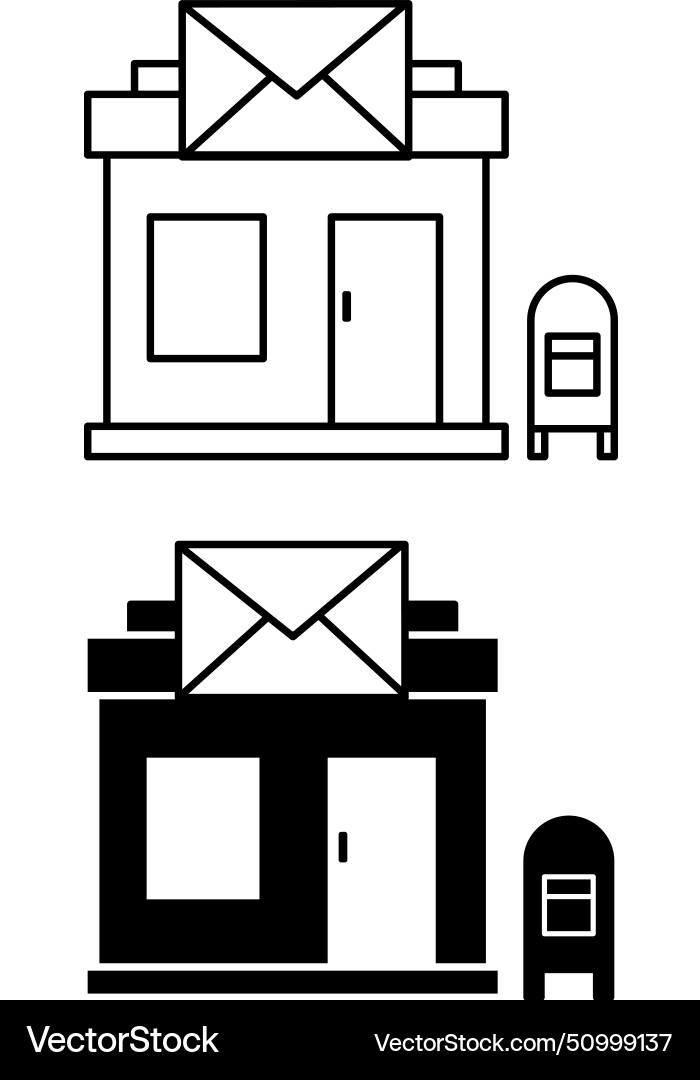 Post office icons black and white Royalty Free Vector Image