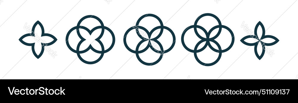 Quatrefoil symbol set geometric shape Royalty Free Vector
