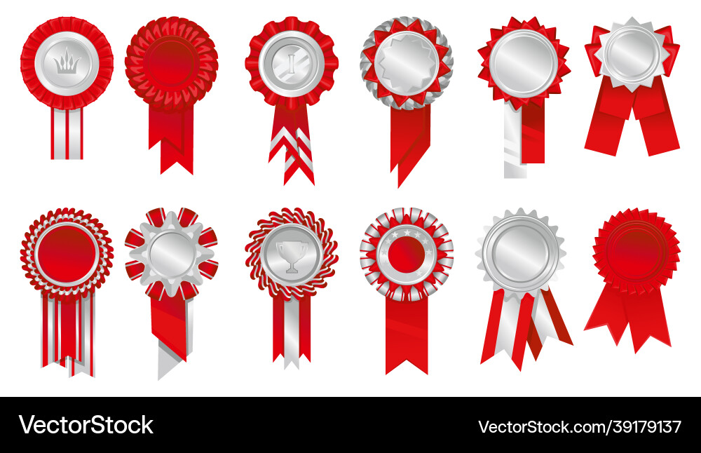 Reward Ribbons & Rosettes Icon Set Royalty Free Vector