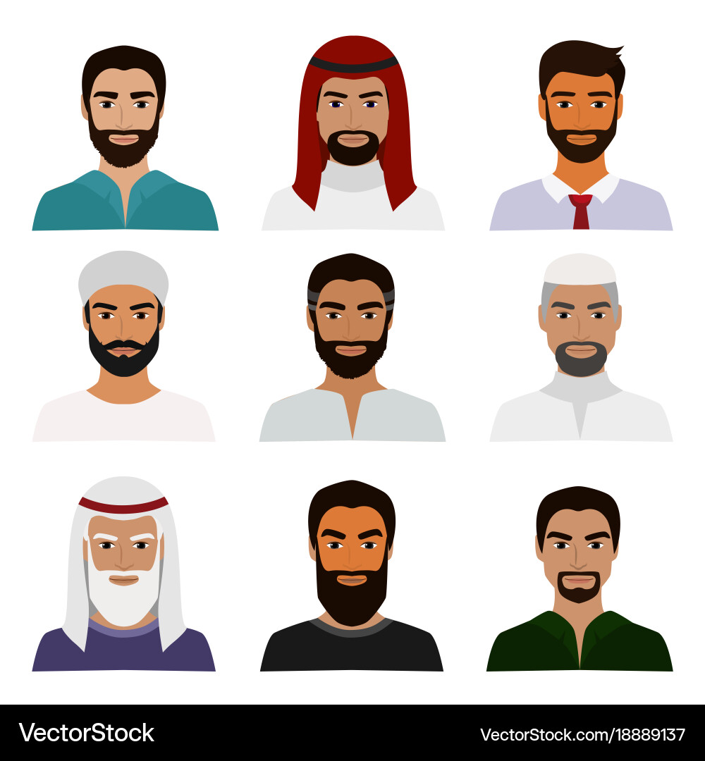 Set of muslim avatars Royalty Free Vector Image
