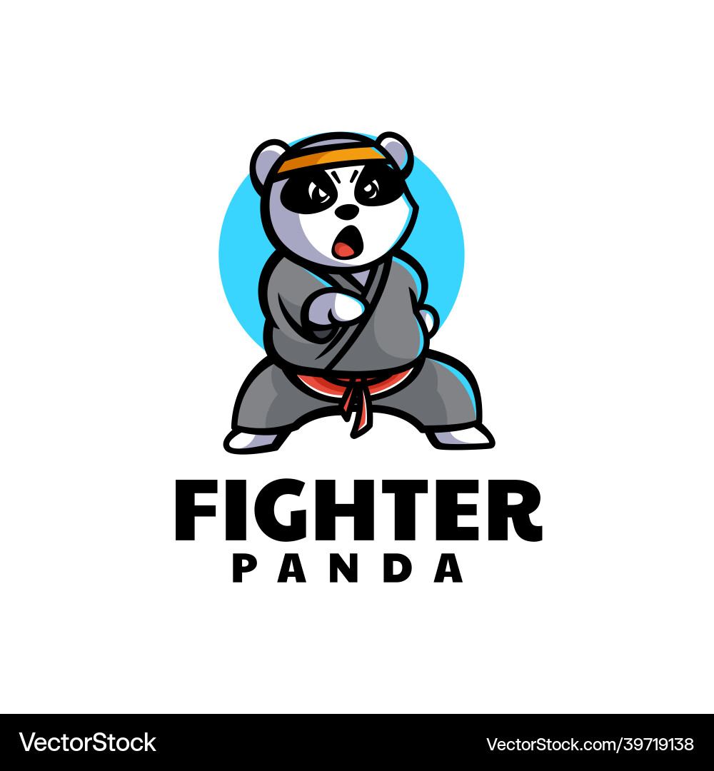 Cartoon Panda Fighter Mascot Logo Royalty Free Vector Image