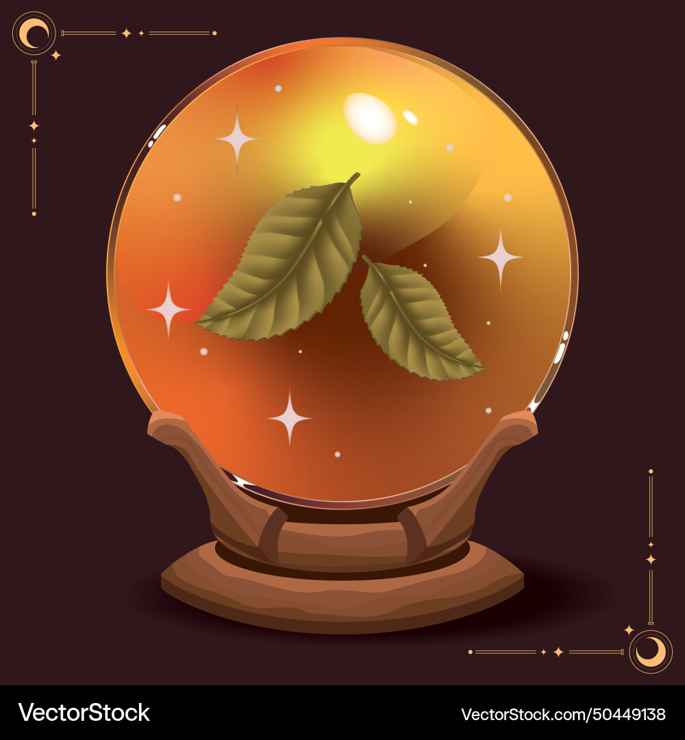 Fortune teller ball with leaves Royalty Free Vector Image