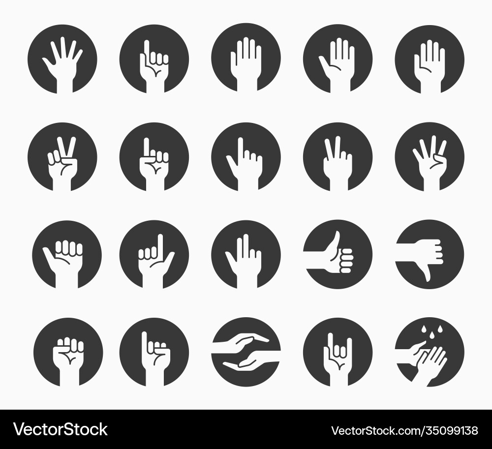 Hand gestures icon set finger choose pointer Vector Image