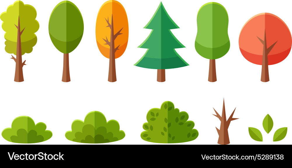Isolated cartoon trees collection Royalty Free Vector Image