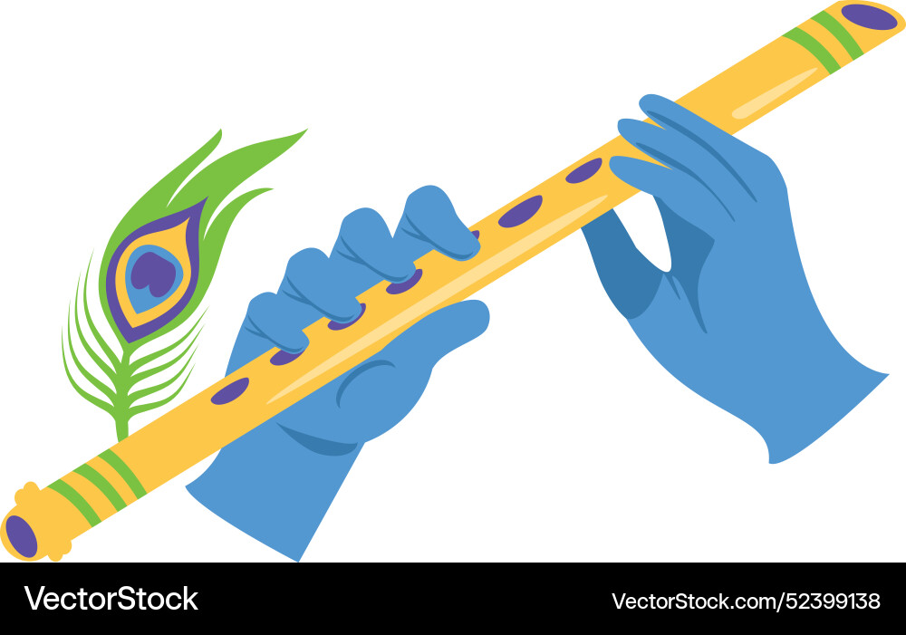 Lord krishna plays his flute Royalty Free Vector Image