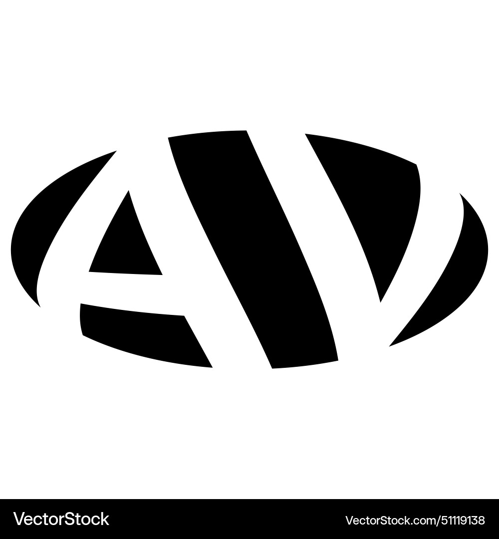 Oval logo double letter a v two letters av va Vector Image