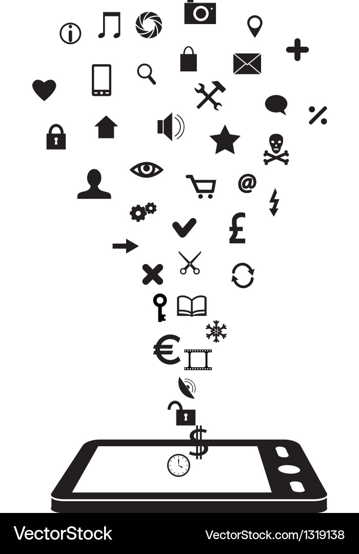 Phone and icons Royalty Free Vector Image - VectorStock