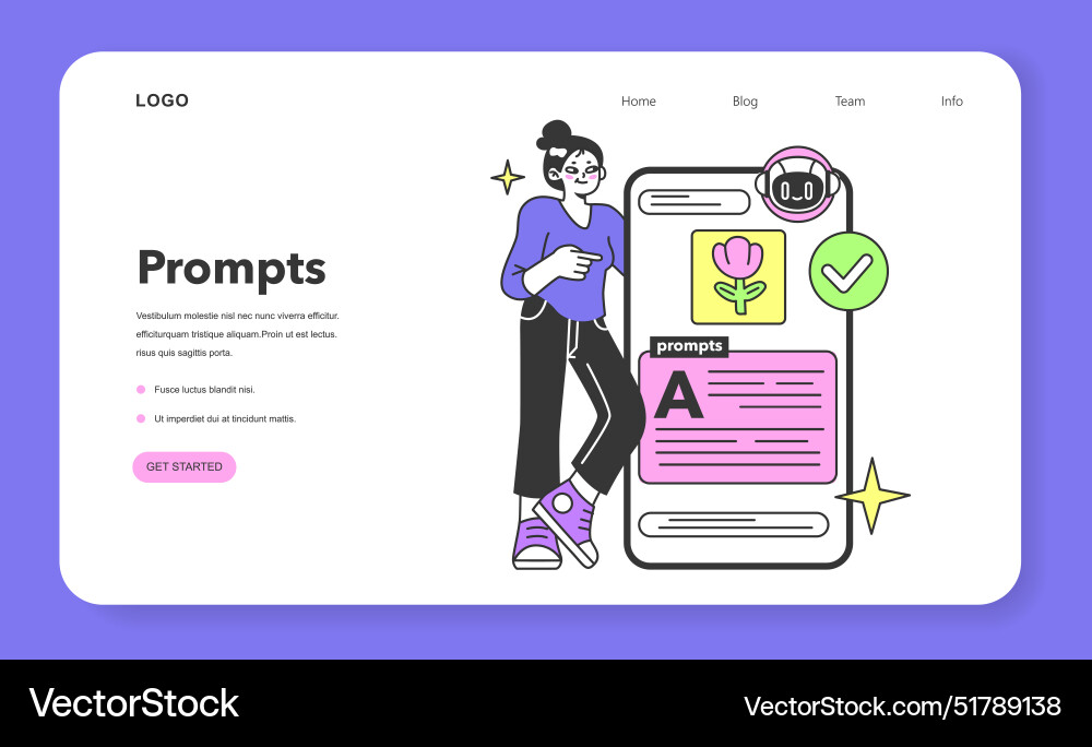 Young female prompt-engineer writing a prompt Vector Image