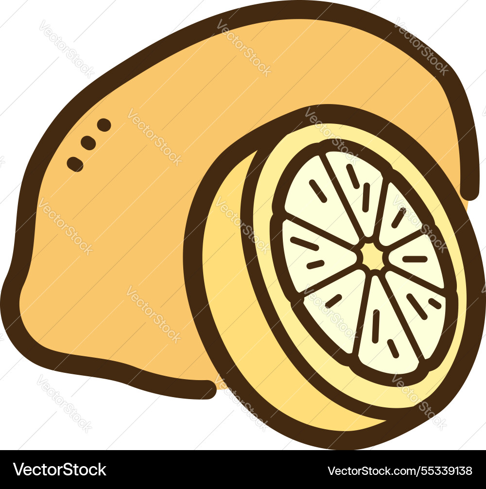 Zitrone - rohes Essen doodle art Lizenzfreies Vektorbild