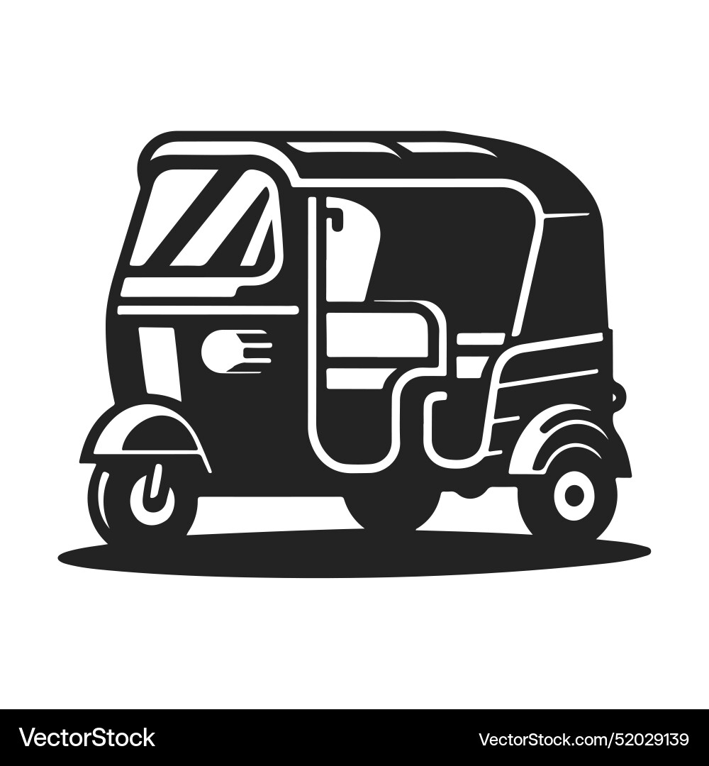 Black outlined tuk or three wheeler Royalty Free Vector