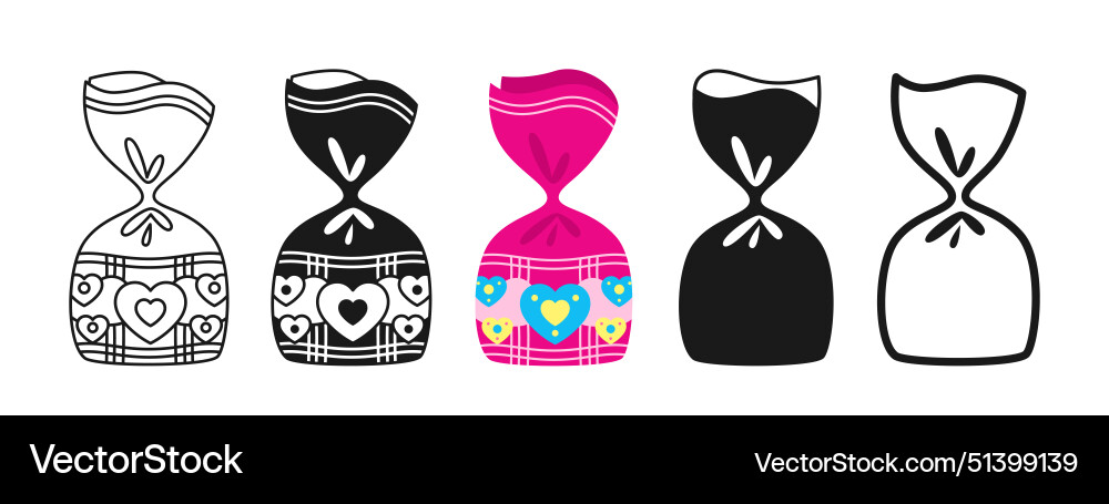 Candy ornament wrapped sign set chocolate truffle Vector Image