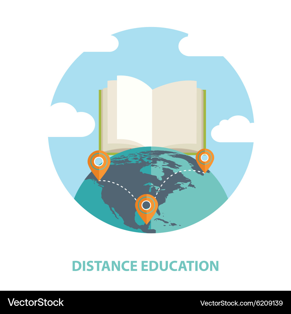 Distance education and online learning flat design