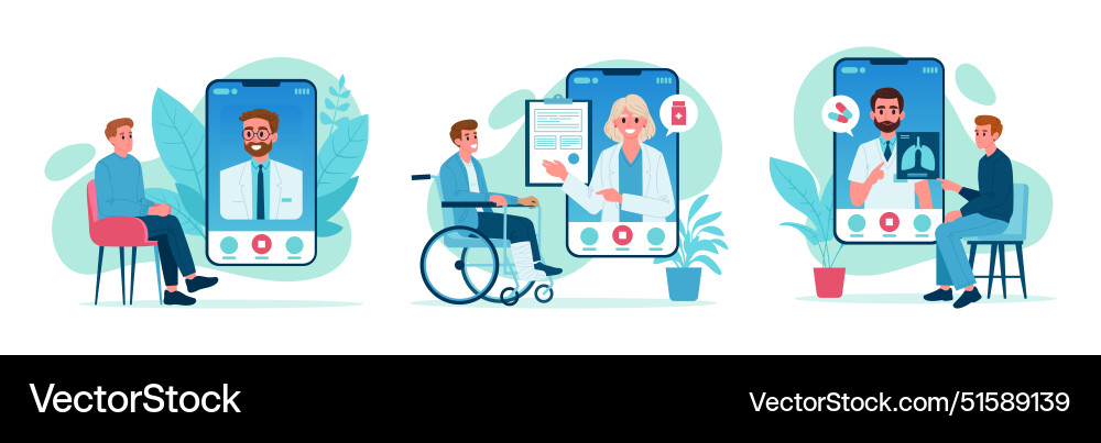 Doctors online consultation medicine Royalty Free Vector