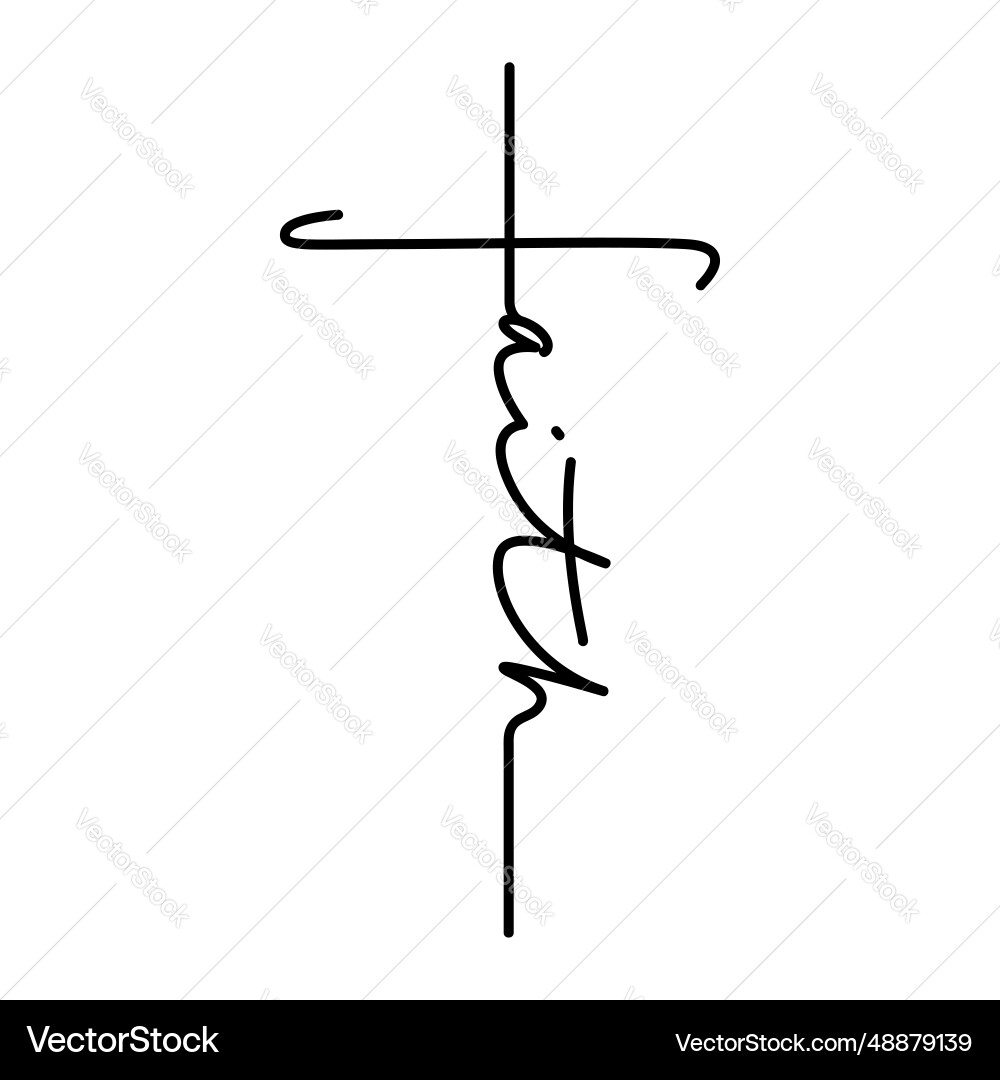 Faith Cross Calligraphy Text Royalty Free Vector Image