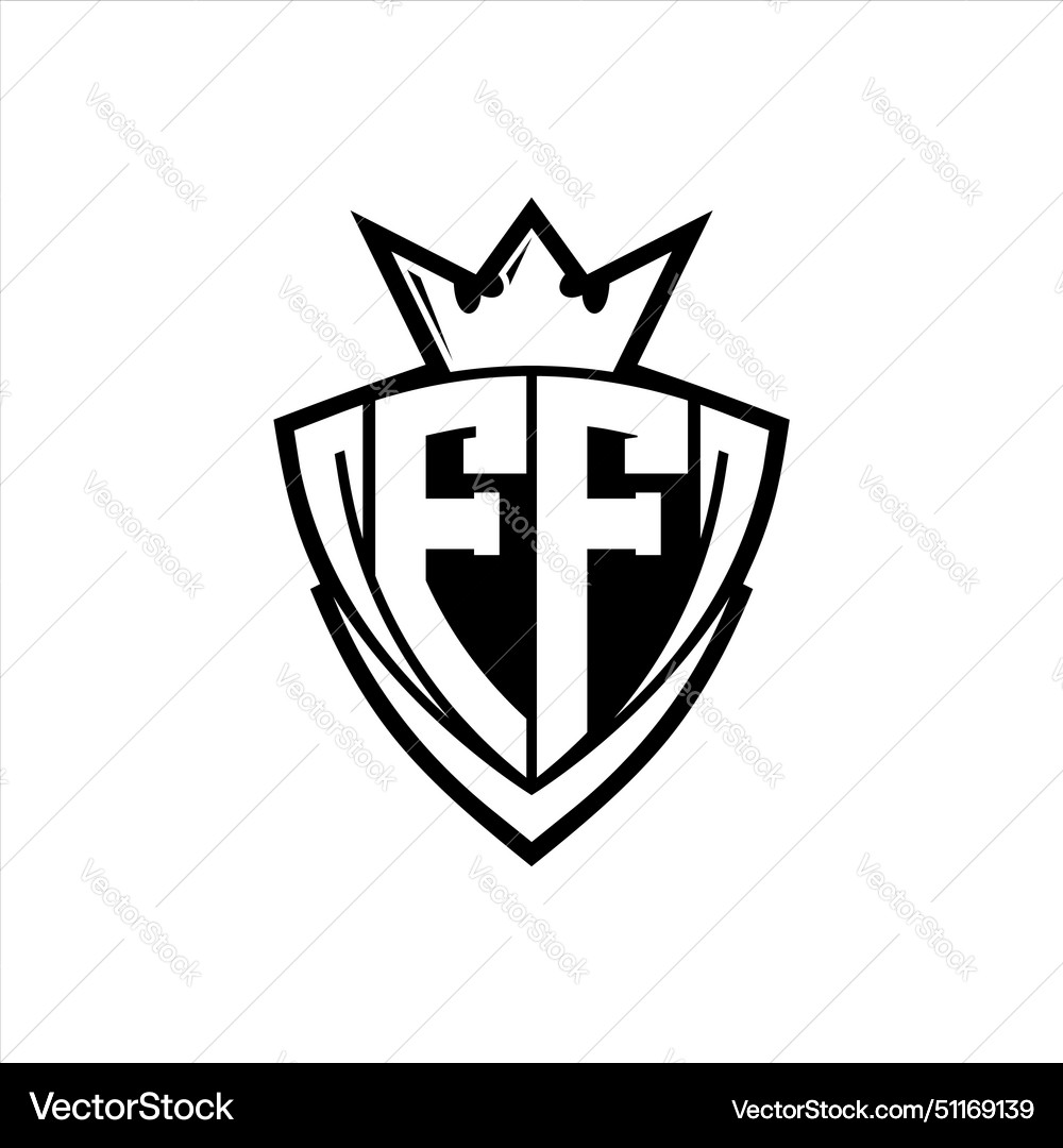 Ff letter logo with sharp triangle shield shape Vector Image