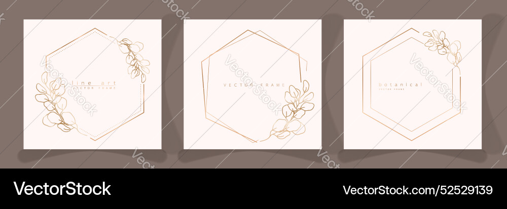 Set of hexagon frame templates in minimal linear Vector Image