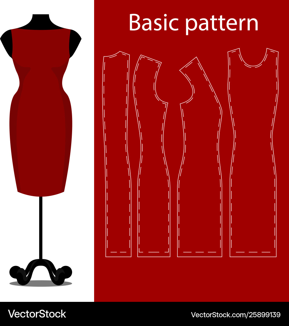 Sheath Dress Sewing Pattern - Basic Royalty Free Vector