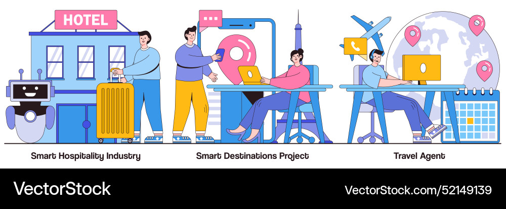 Smart hospitality industry destinations Royalty Free Vector