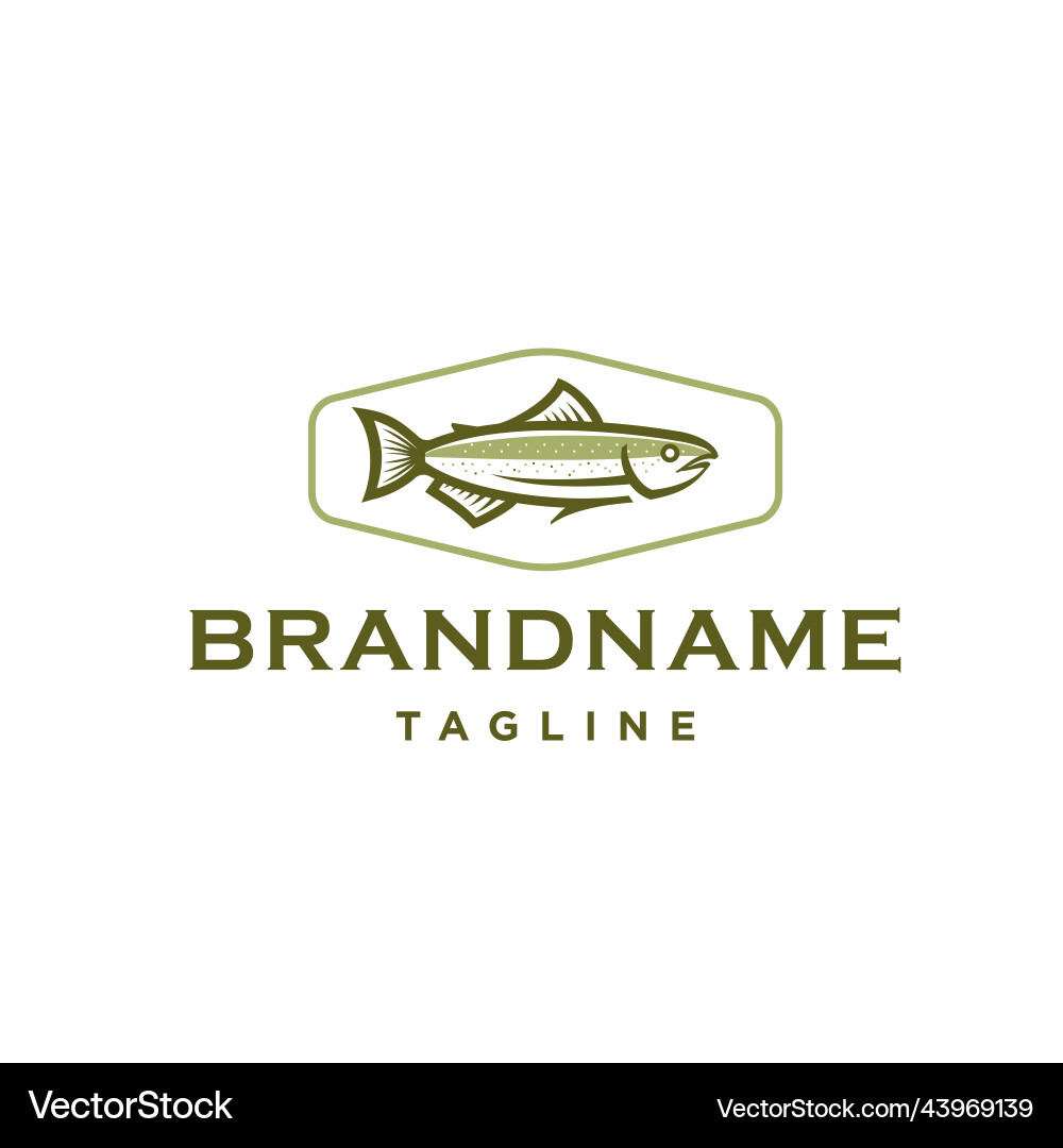 Trout salmon label logo fresh fish Royalty Free Vector Image