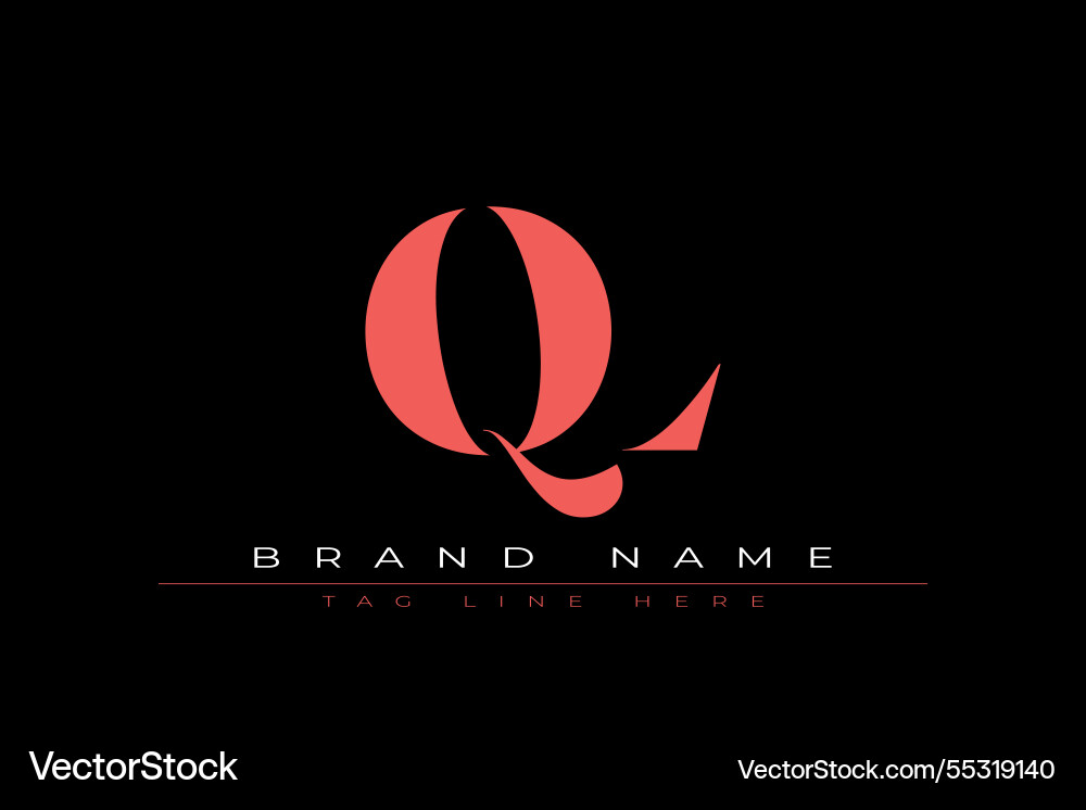 Abstract letter ql minimal logo design template Vector Image