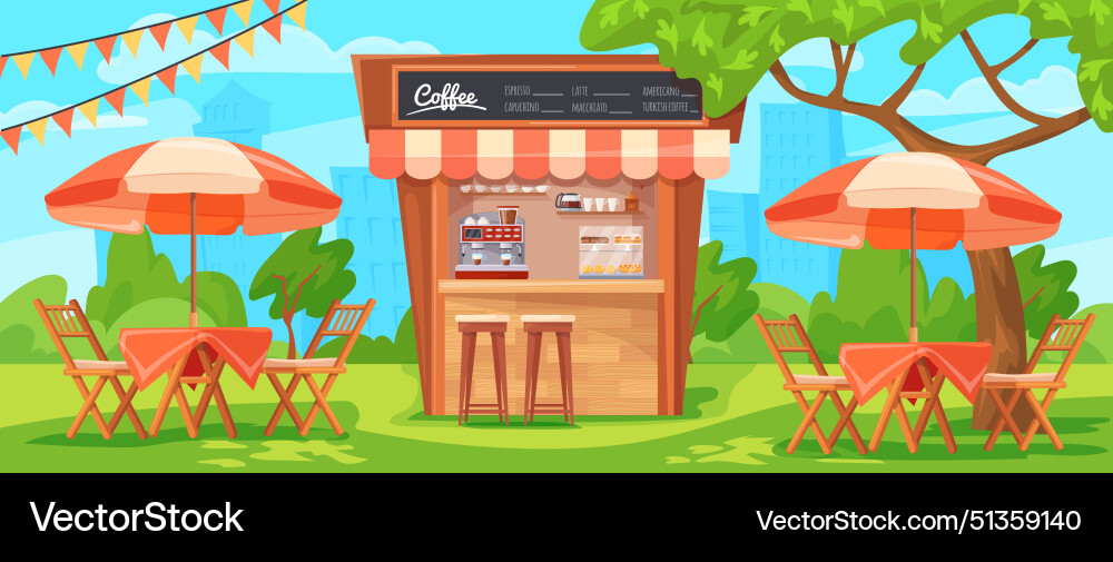 Cartoon outdoor cafe cafeteria booth Royalty Free Vector