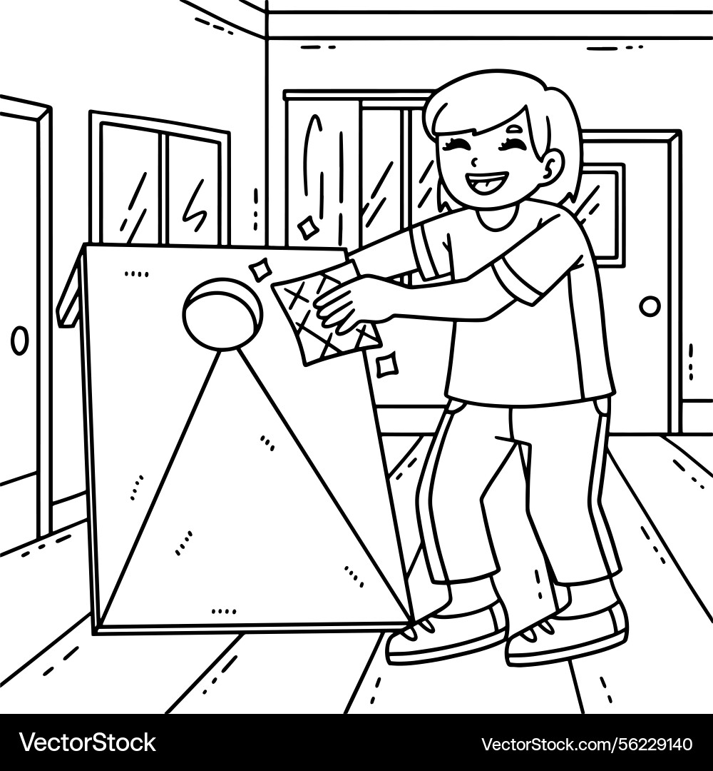Cornhole girl cleaning board coloring page Vector Image