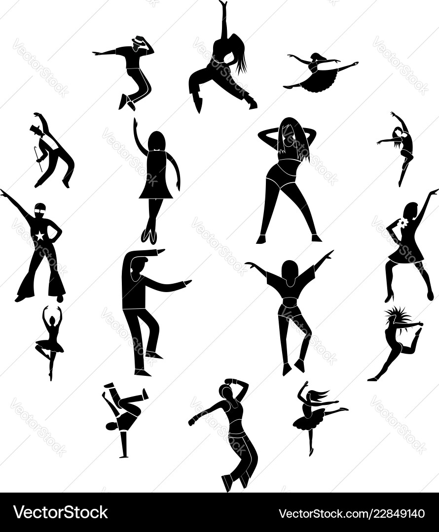 Dances simple icons set Royalty Free Vector Image