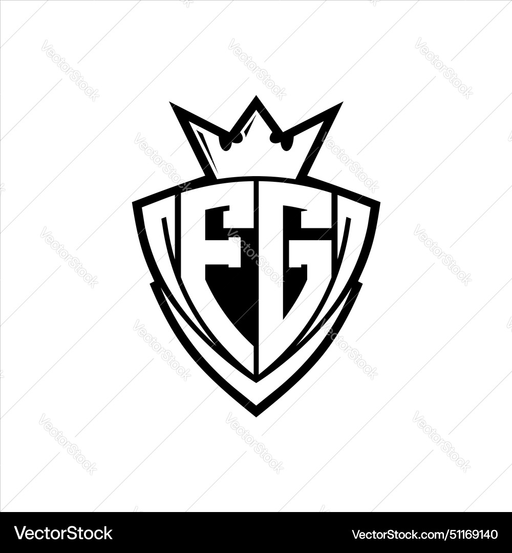 Fg letter logo with sharp triangle shield shape Vector Image