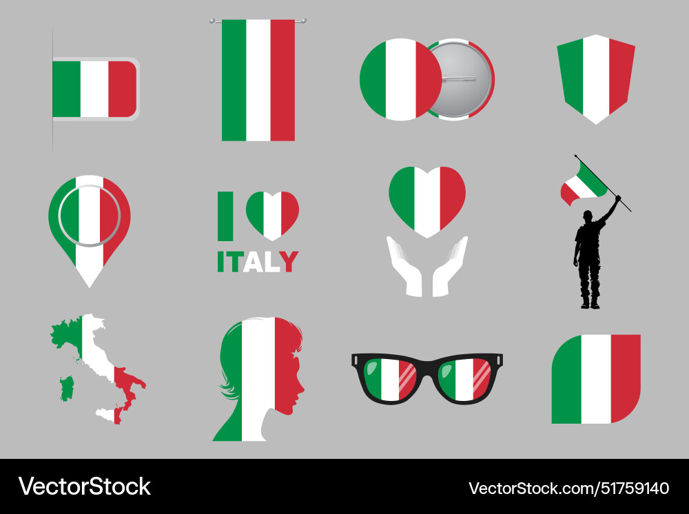 Flag of italy set Royalty Free Vector Image - VectorStock