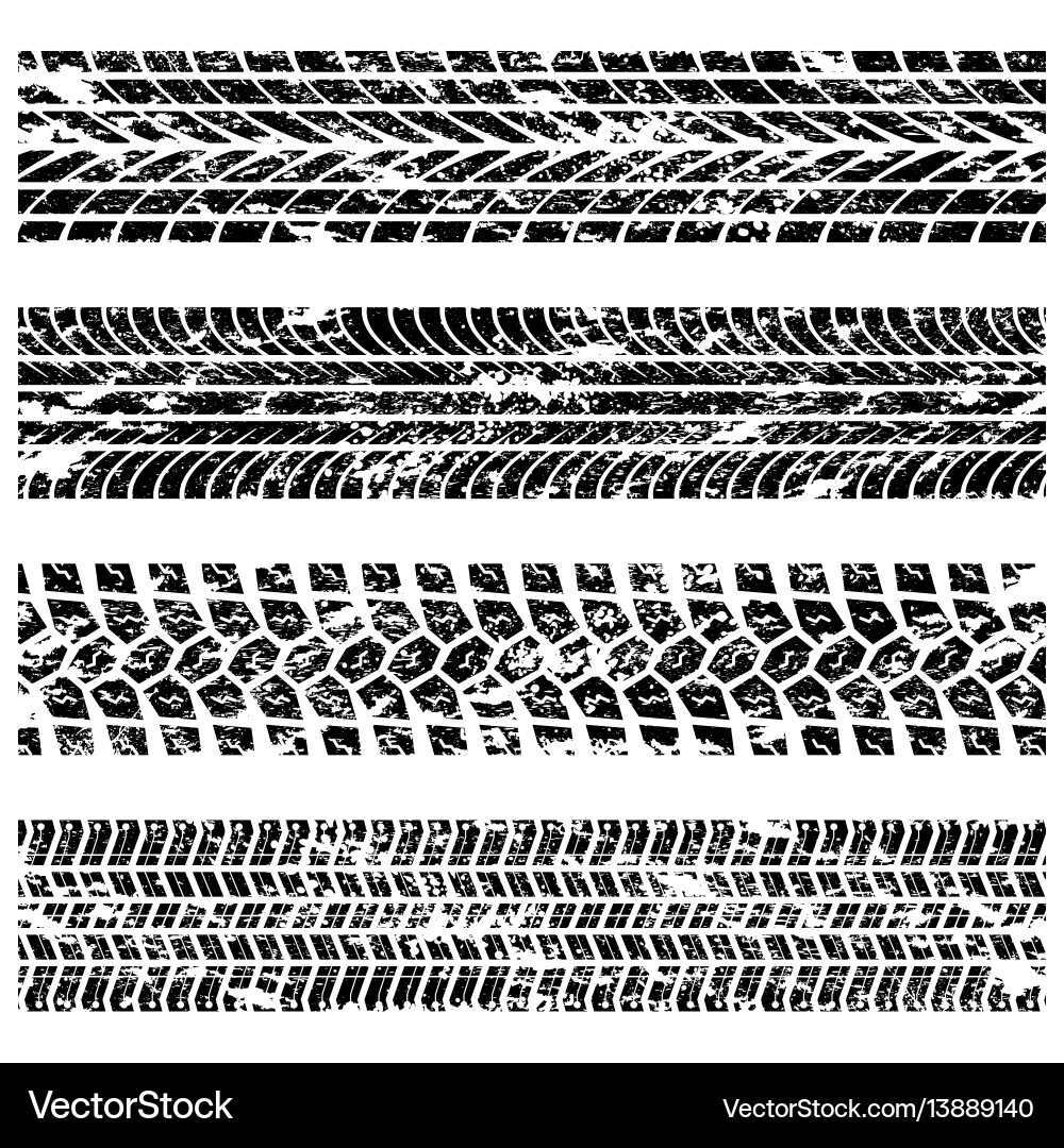 Grunge tire tracks set Royalty Free Vector Image