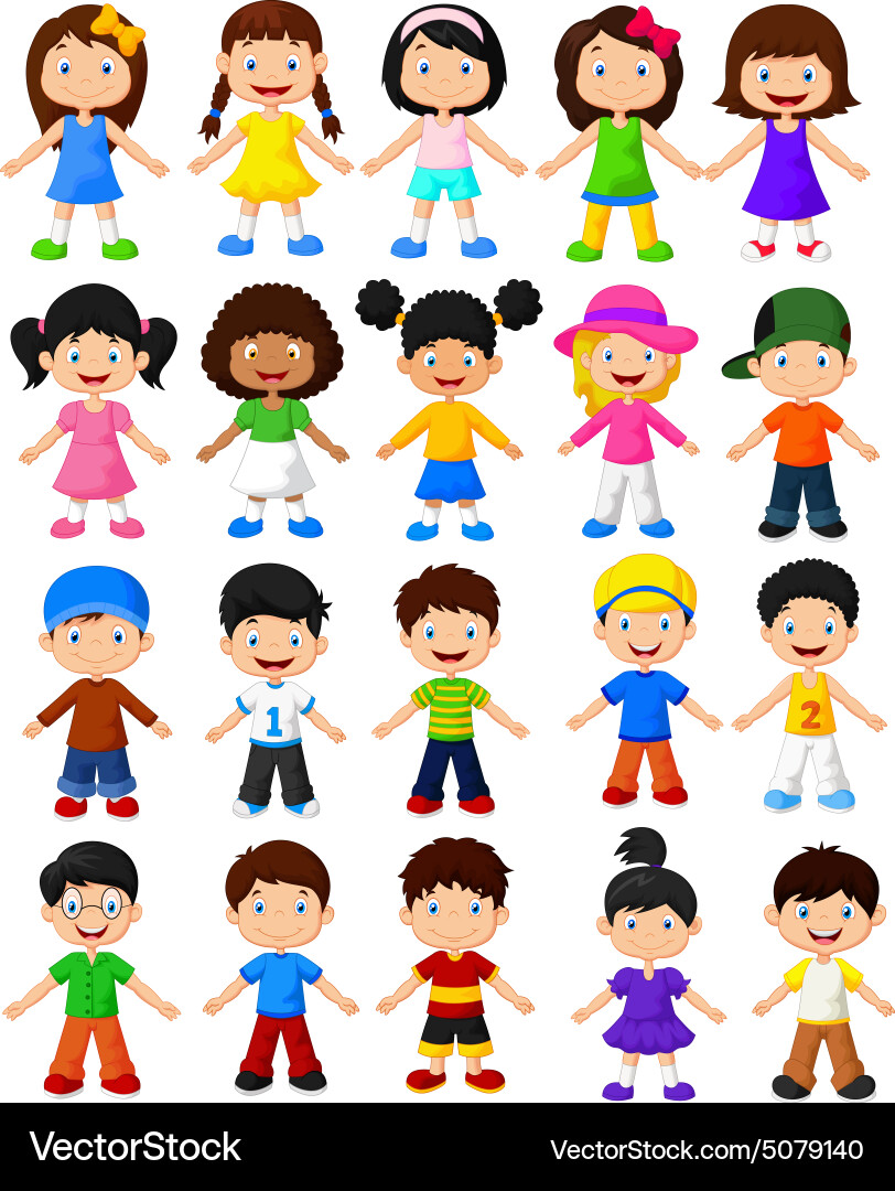 Happy children collection set Royalty Free Vector Image