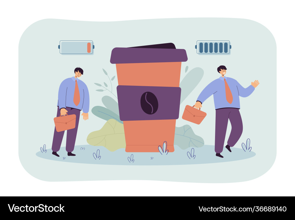 Office worker suffering from caffeine addiction Vector Image