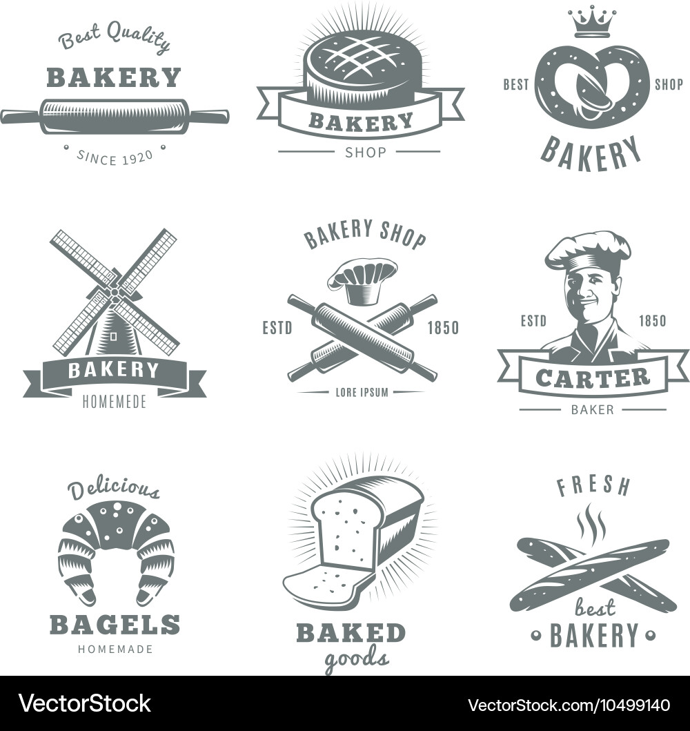 Vintage bakery label set Royalty Free Vector Image