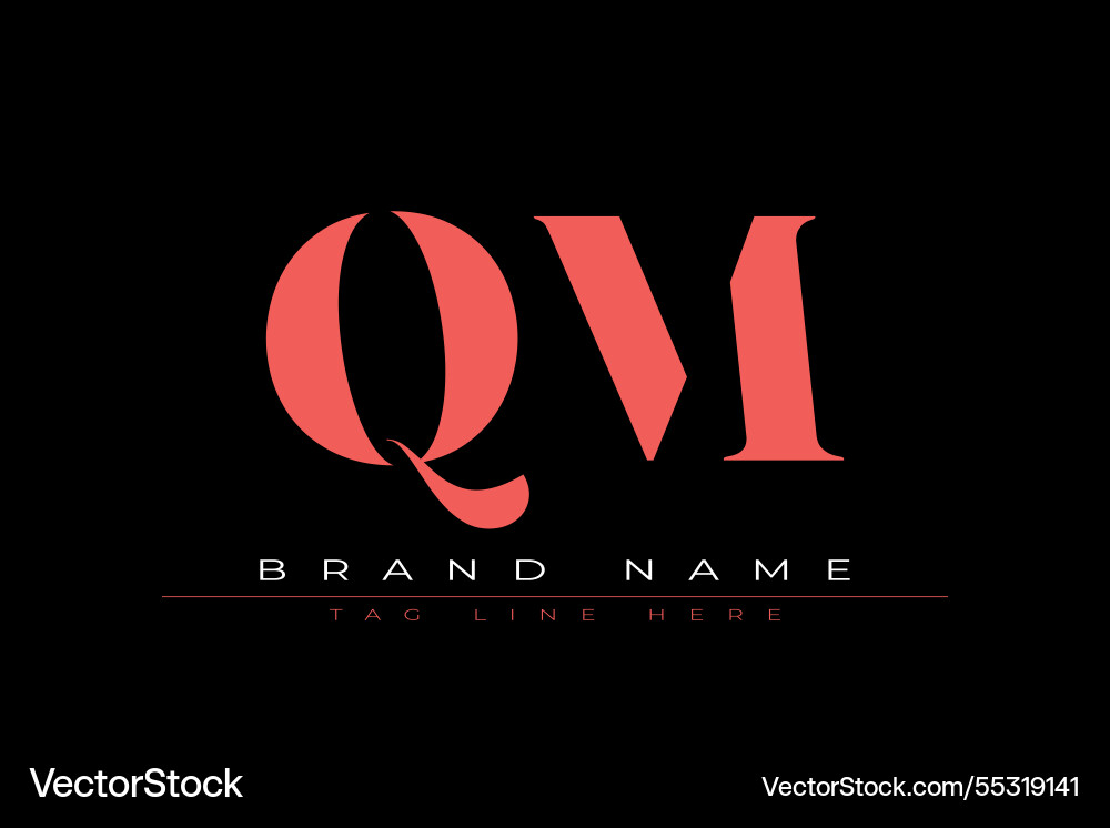 Abstract letter qm minimal logo design template Vector Image