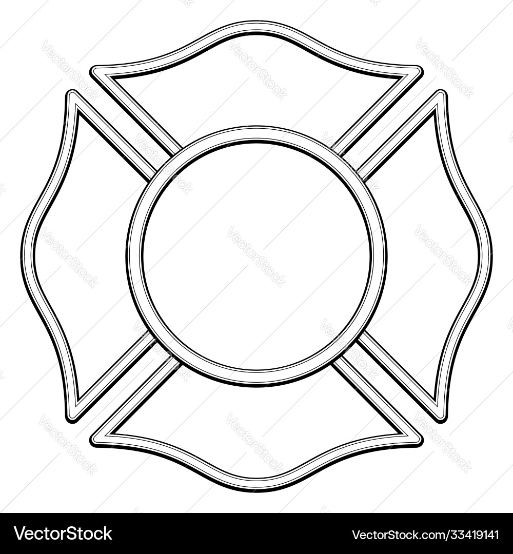Blank fire rescue logo base black linework Vector Image
